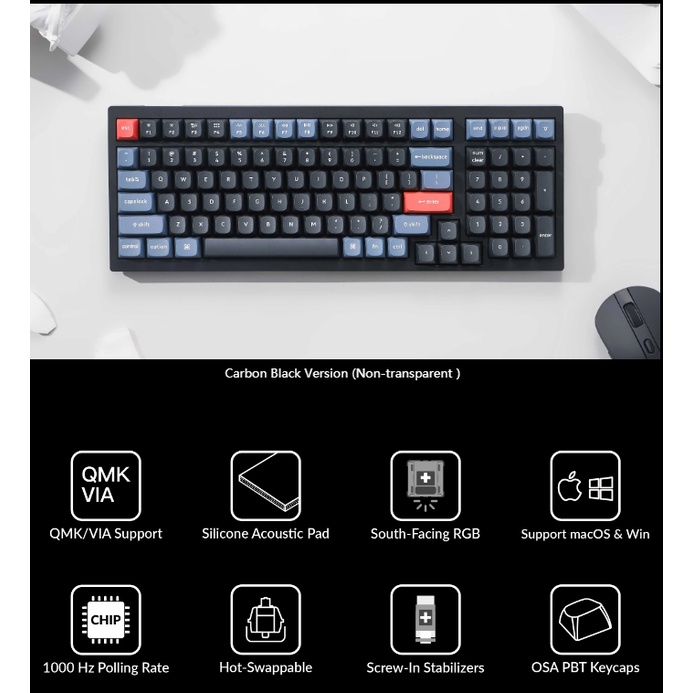 Keychron V5 QMK/VIA Change Key Customized Mechanical Keyboard RGB Hot ...