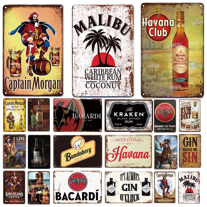 Vintage Metal Plate Rum Beer Brand Metal Sign Tin Signs Captain Morgan ...