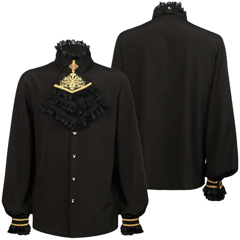Men Long Sleeve Renaissance Medieval Victorian Pirate Gothic Stand ...