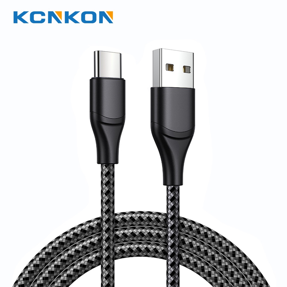 Kcnkon USB To Type C 3A Quick Charge Fast Nylon Charging Cable Black 1M ...