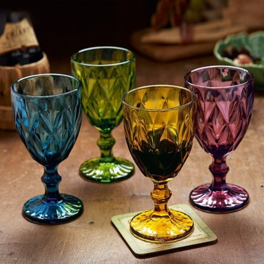 Keep Home 1pc Goblet Water Glass Diamond Cut Crystal Wine Glass ...
