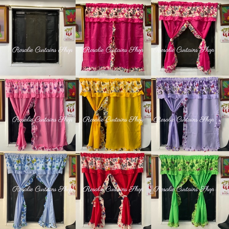 BUTTERFLY Plain Split Window Curtains / Biyak Window Curtains ...