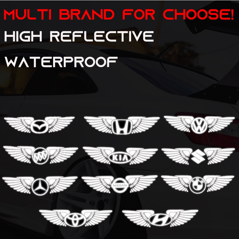【Multi Brand For Choose】Wing Logo High Reflective/Laser Car Sticker ...