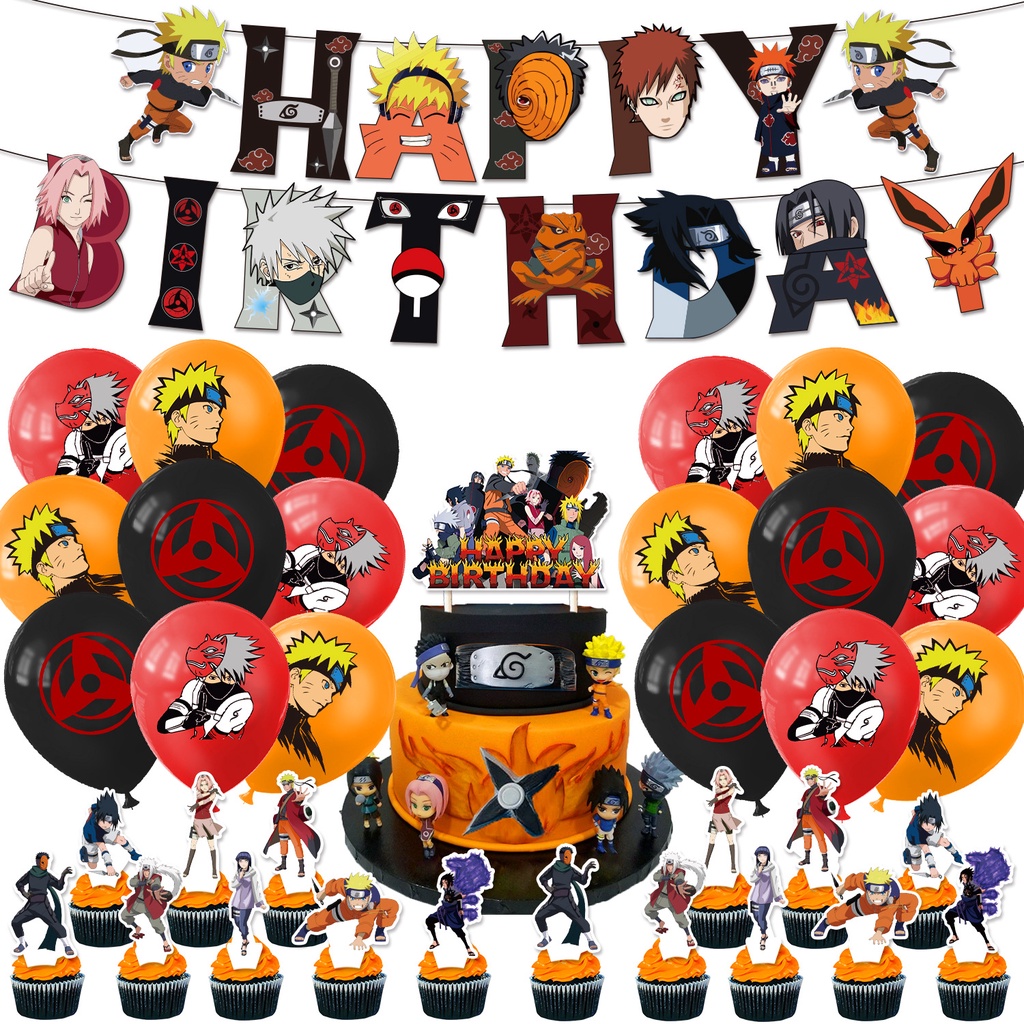 INS Naruto Theme kids birthday party decorations banner cake topper ...