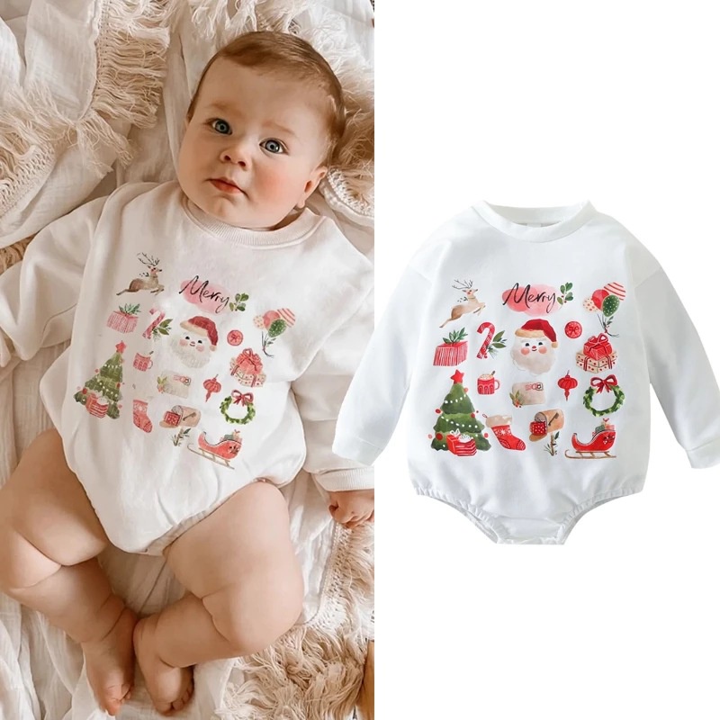 Christmas Baby Clothes Bag Fart Clothes Baby Long Sleeve Triangle Baby ...