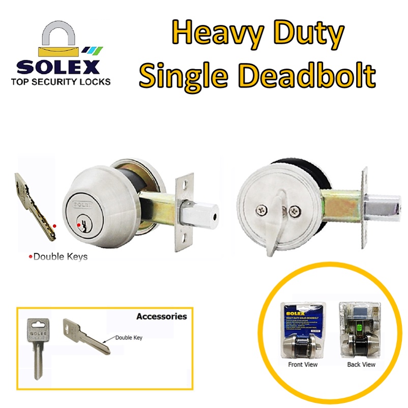 SOLEX SUS 304 Heavy Duty Solid Security Single Deadbolt Lock 5800SS ...