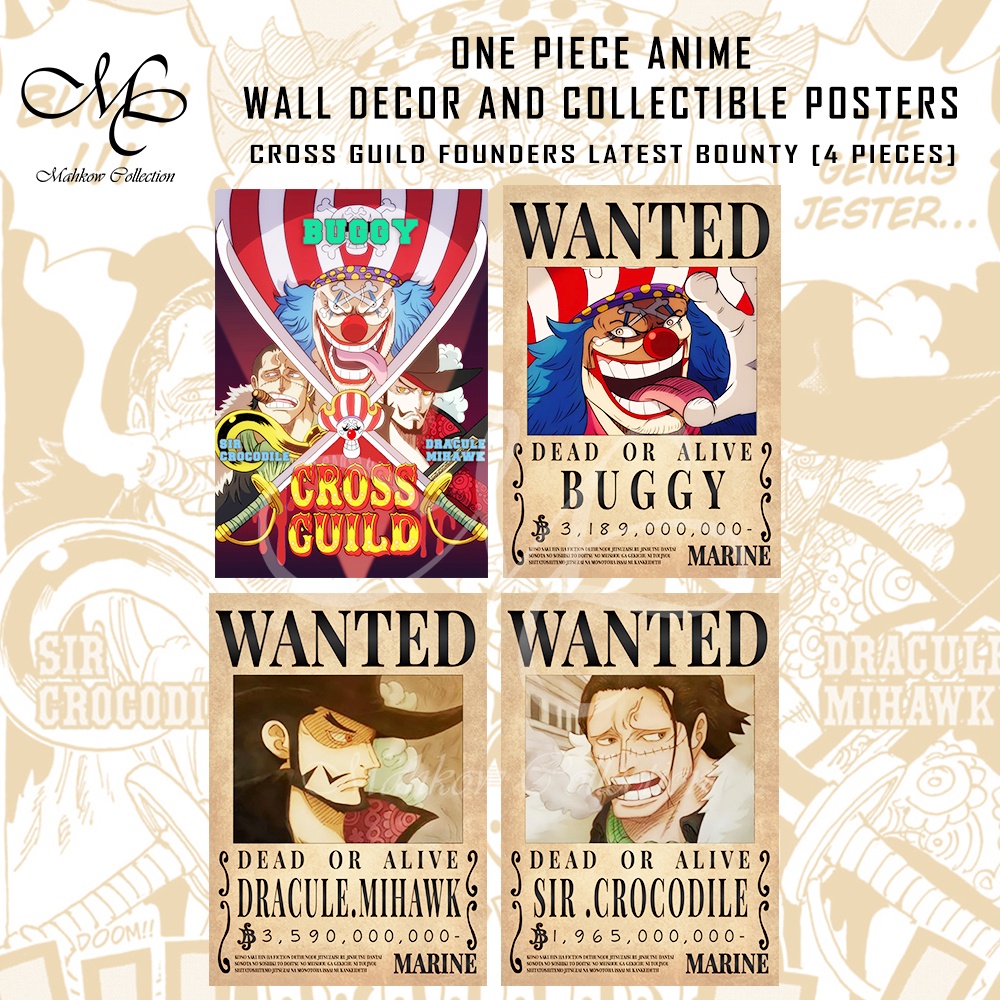 ANIME POSTER - ONE PIECE ANIME CROSS GUILD LATEST BOUNTY [ 4 PIECES ...