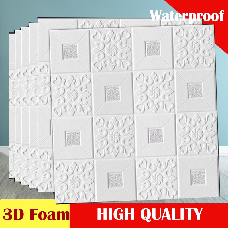 (Ready Stock) 3D Ceiling Wall paper adhesive Wall decor Foam bricks ...