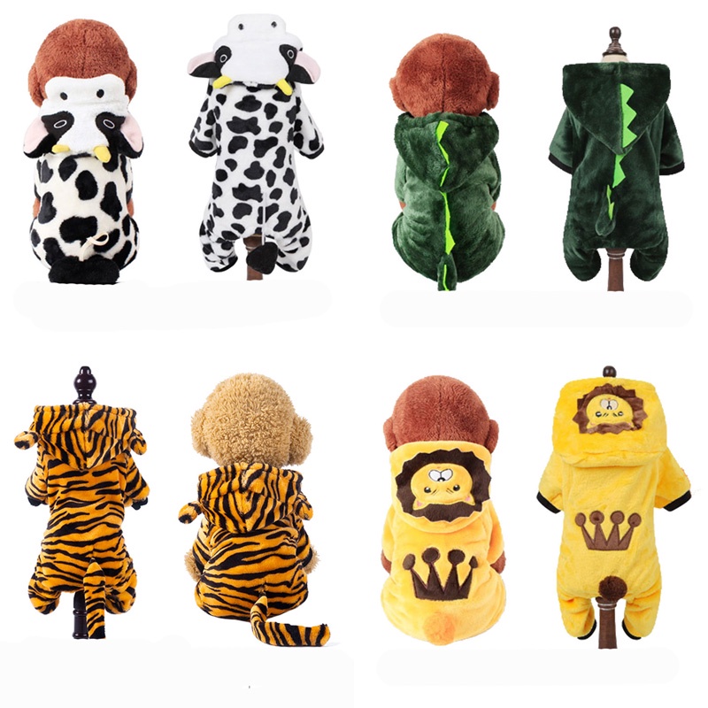 Dog Plushie Clothes for Shih Tzu Male Female Hoodie Cute Tiger Dinosaur ...