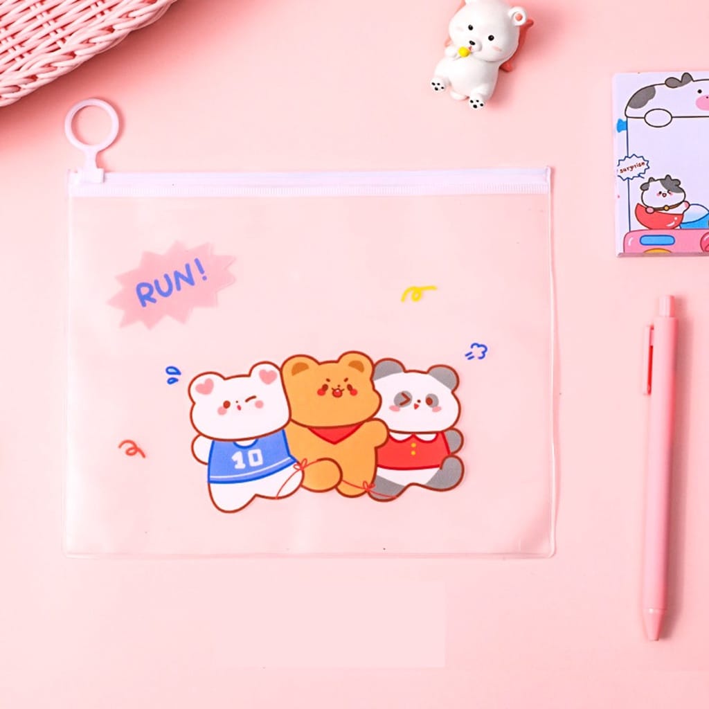 Transparent Pencil Box / Pouch with Cow, Dino and Bear Motif (SSS ...