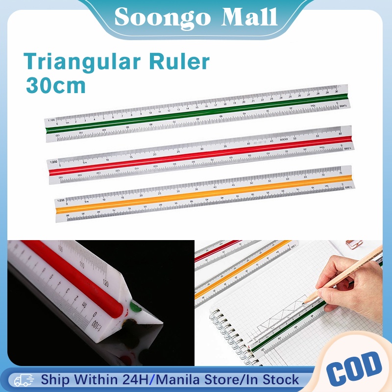 30cm Triangular Scale Ruler Drafting Ruler for Architect Architect Engineer Design Measuring ...