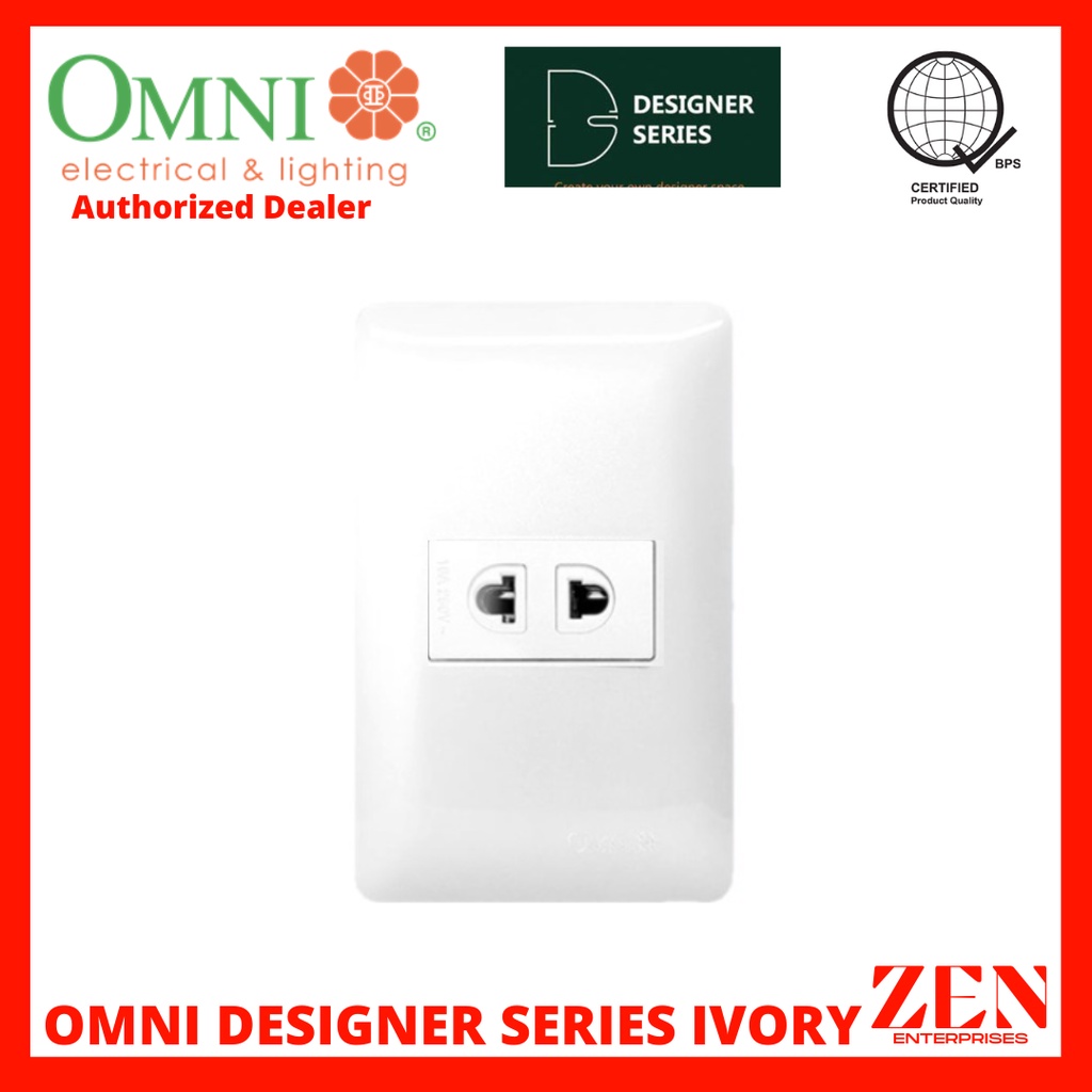 Omni Designer Series IVORY Universal Outlet Sets (1GANG, 2GANG, 3GANG ...