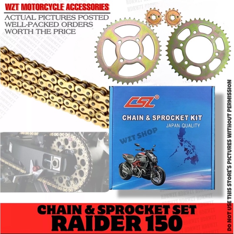 SUZUKI RAIDER150 NEW 6HOLES / RAIDER 150 4HOLES GOLD CHAIN AND SPROCKET ...