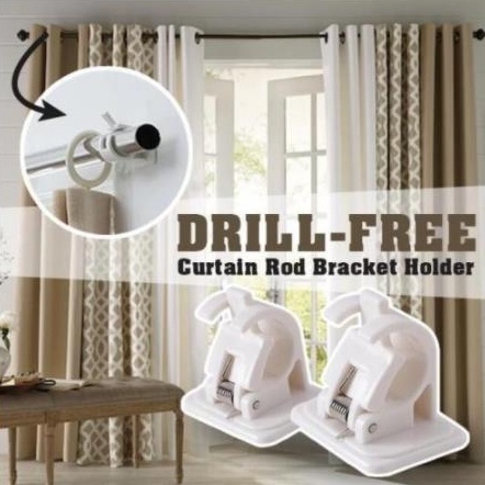 2PCS hanging rod end rod clip self-adhesive wall curtain hanging rod ...