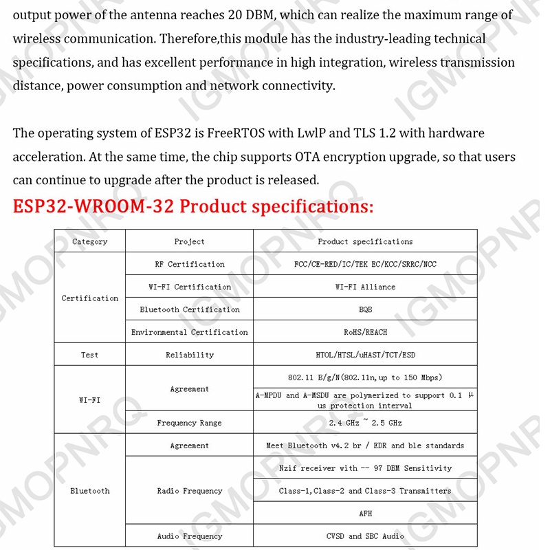 Esp32 Esp Wroom 32 Iot Wifi Wlan Ble Module Esp 32s Adapter Board