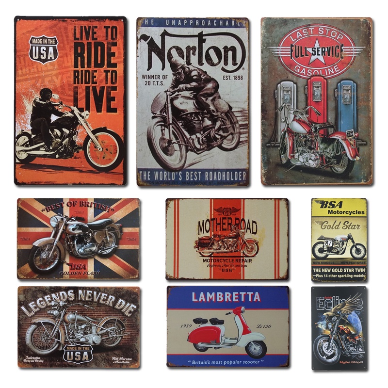 American style Motorcycles Metal Tin Sign Vintage Motor Art Poster ...