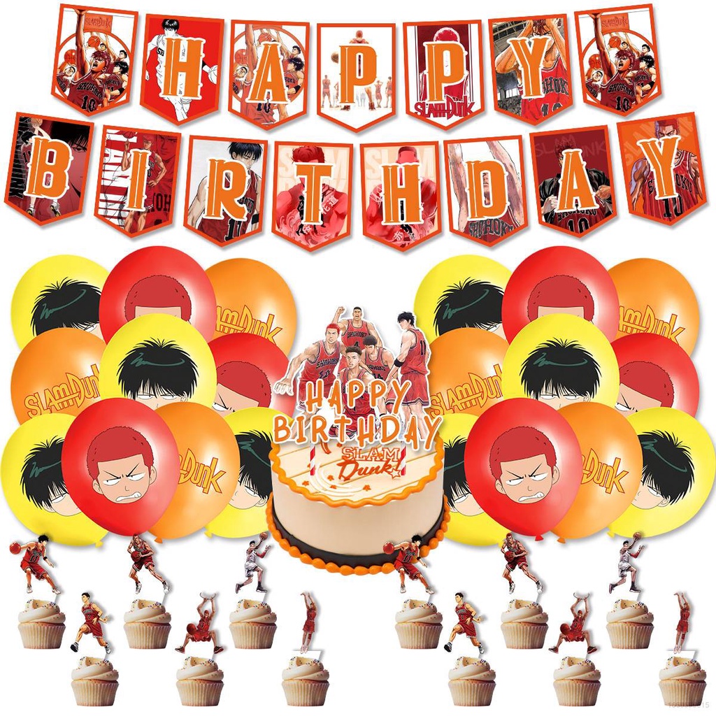 Kira SLAM DUNK Theme kids birthday party decorations banner cake topper ...