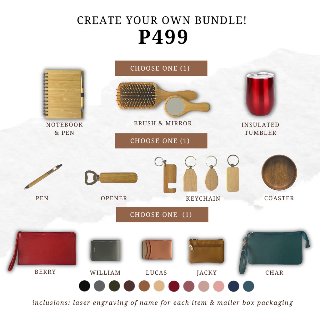 Personalized Gift Set Bundle A php 499 (Wood and Leather Souvenir ...