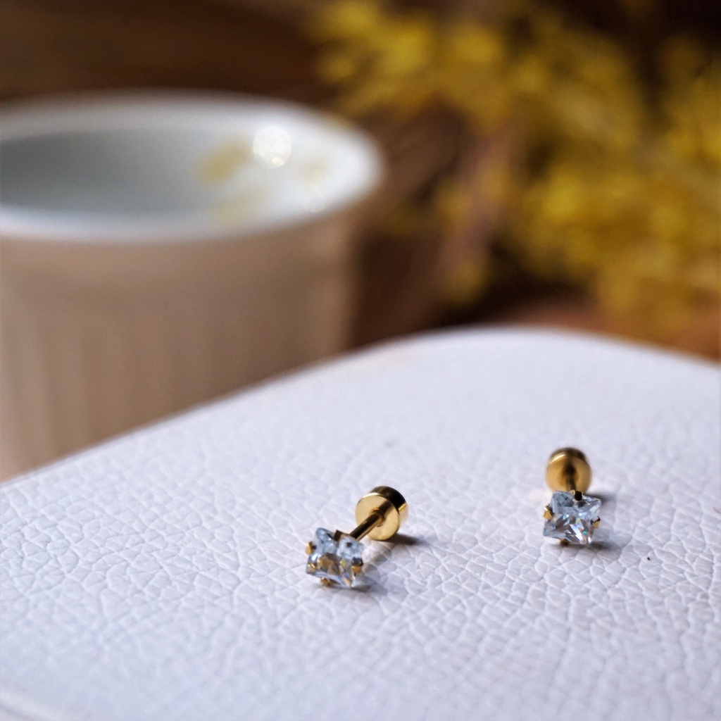 ALINA STUD SCREW BACK in Gold (Stainless Earrings) IDYLLIC BY G ...