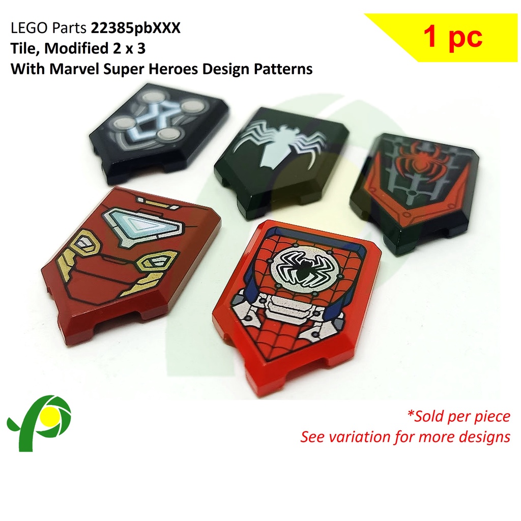 LEGO Parts 22385pbXXX Tile Modified 2x3 With Marvel Super Heroes Design ...