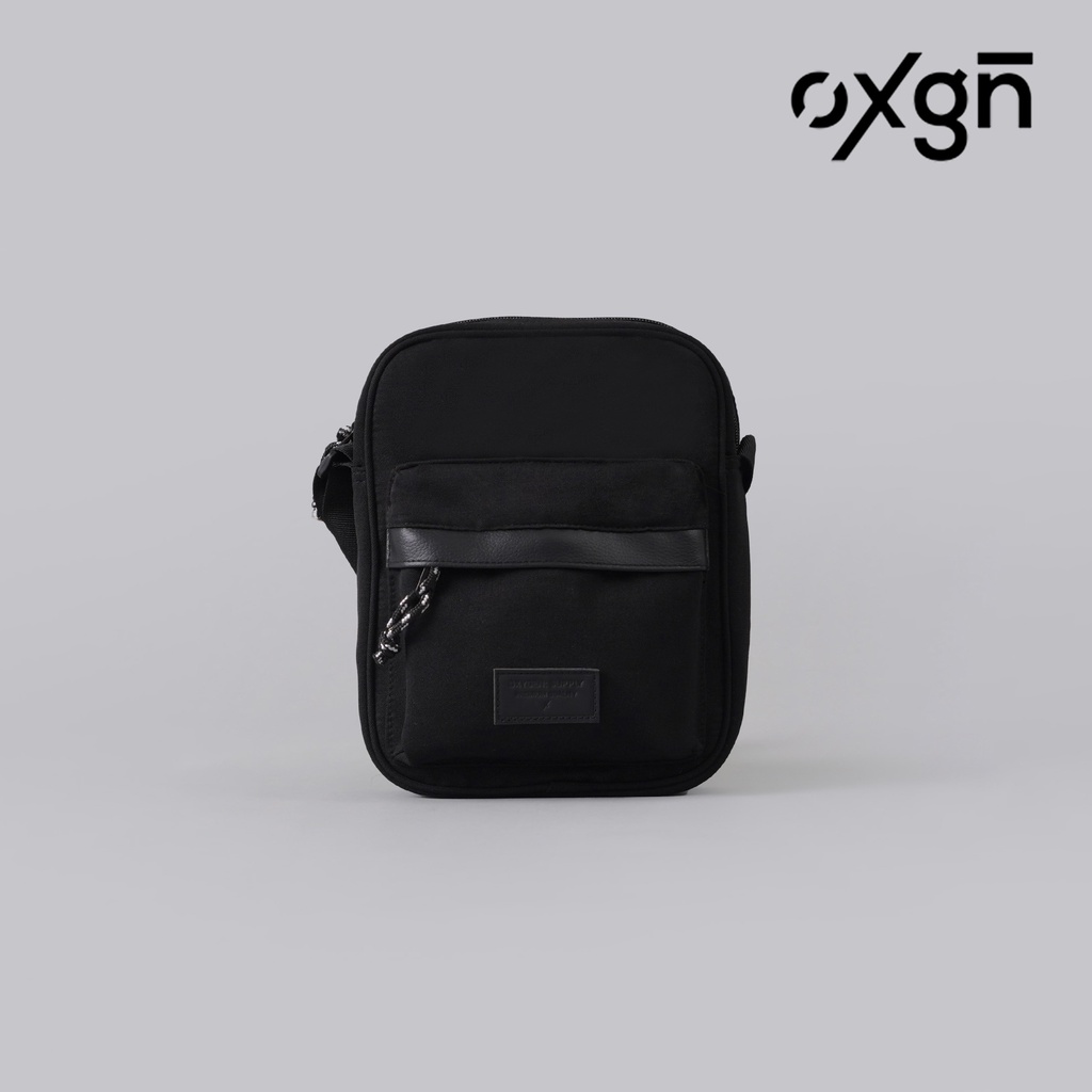OXGN Sling Bag With PU Leather Patch For Men And Women (Black/Tan ...