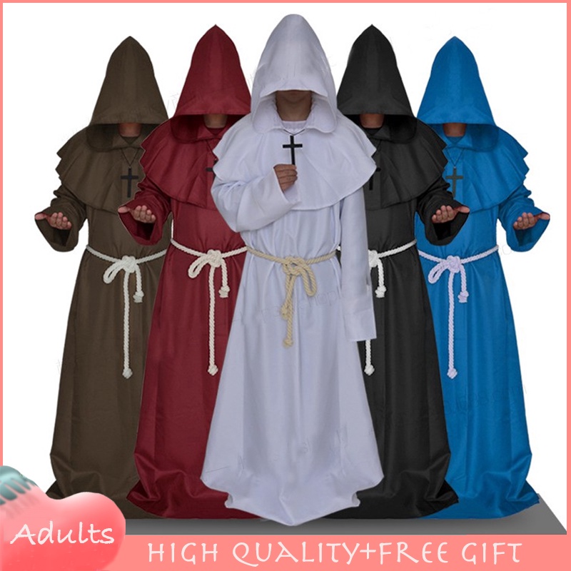 Medieval Monks Hooded Robe Costume Halloween Costume Adult Cosplay for ...
