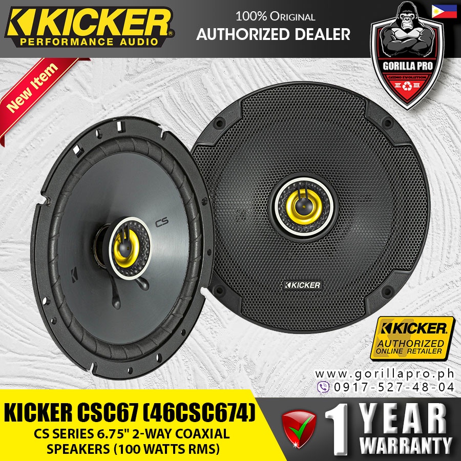 Kicker CSC67 (46CSC674) CS Series 6.75" 2-Way Coaxial Speakers (100 Watts RMS) | Shopee Philippines