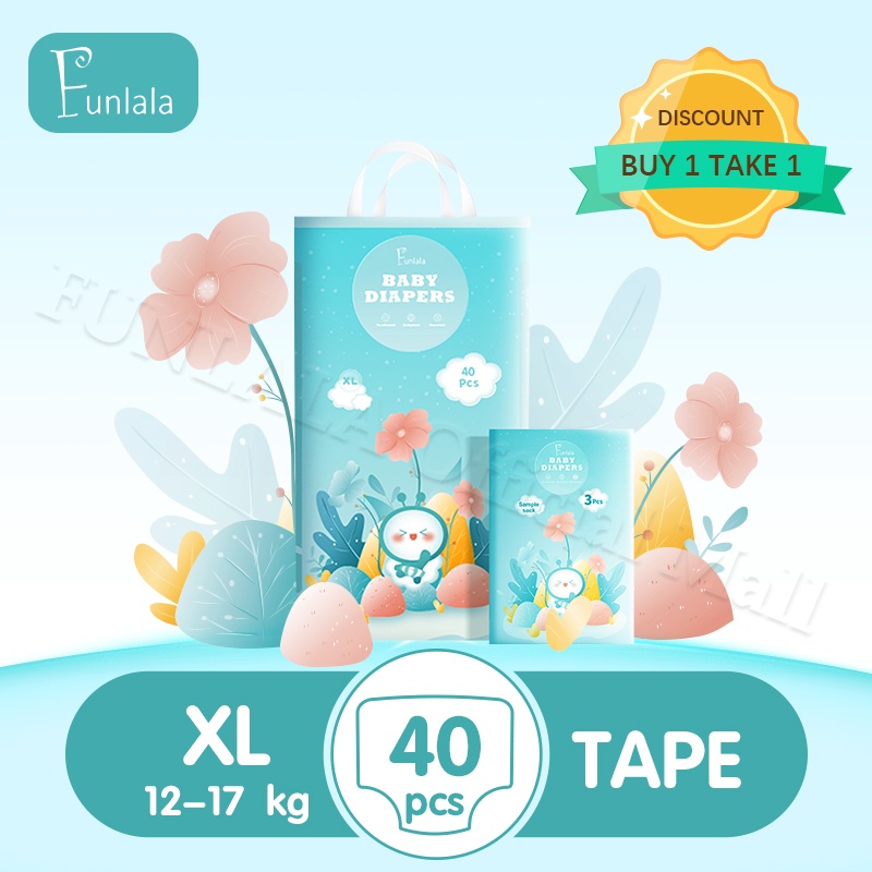 FUNLALA Baby Dry Taped Diaper buy one take one Extra Large 40 x 1 Pack ...