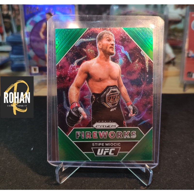 UFC Cards Stipe Miocic Green Fireworks Refractor 2021 UFC Panini Prizm ...