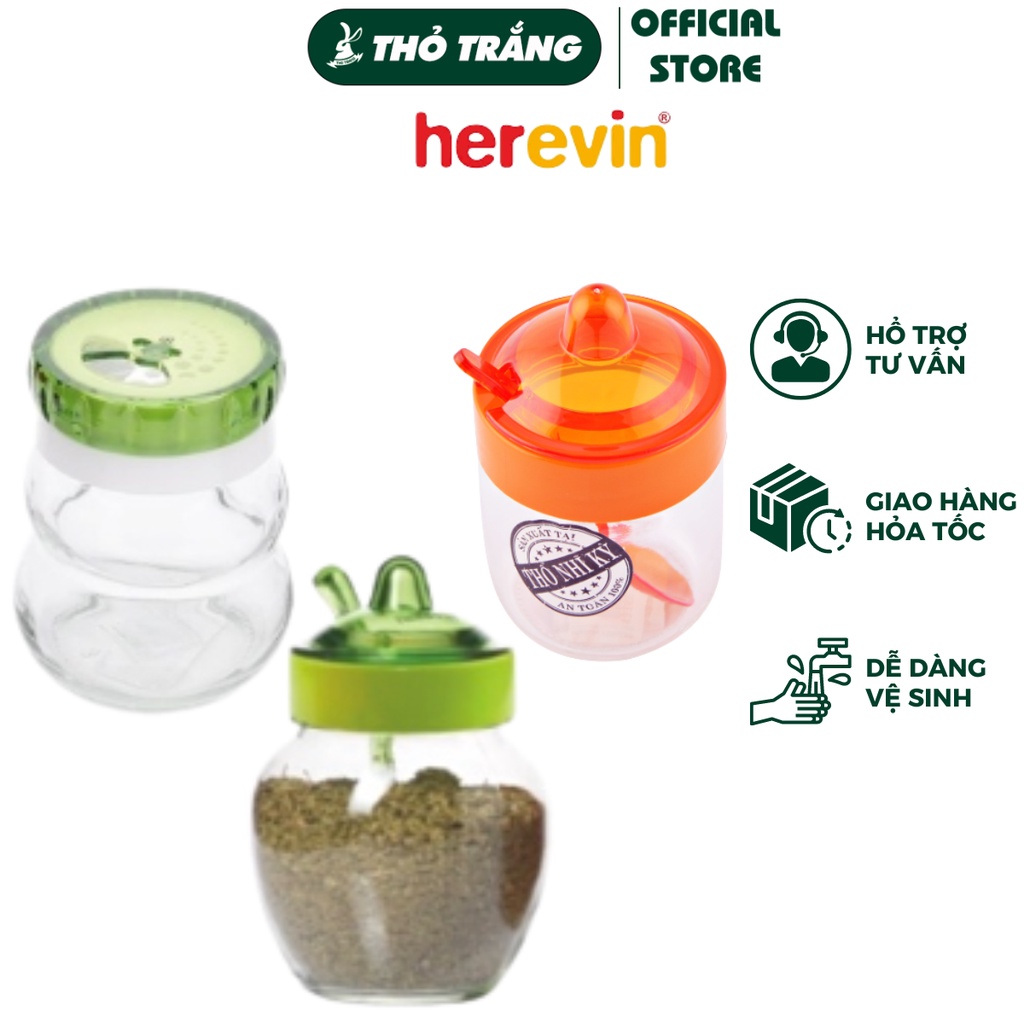 Herevin Round Glass Spice Jar - Multiple Capacity (Random Color ...