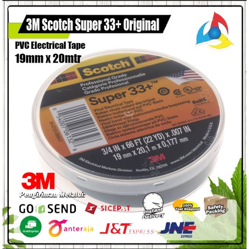 3m Scotch Insulation Super 33+ Original Vinyl Electrical Tape 19mm x ...