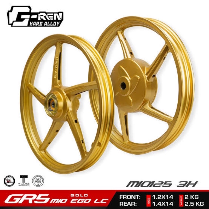 G REN MAGS PAIR F 1.20-14/ 1.40/14 R MIOI125/MSI125/M3/GEAR125/FAZZIO ...