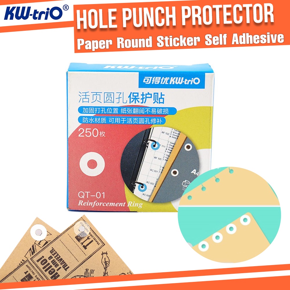 KW-TRIO Hole Punch Protector Paper Hole Reinforcement Loose-Leaf Labels ...