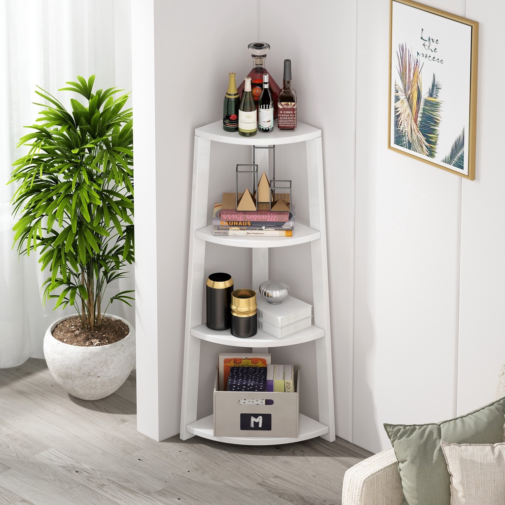 4/5/6 Layer Solid Wood Corner Rack Storage Rack Bookshelf Flower Stand ...