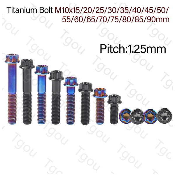 Tgou Titanium Bolt M10x15-90mm Pitch1.25mm Burn blue and Black Color ...