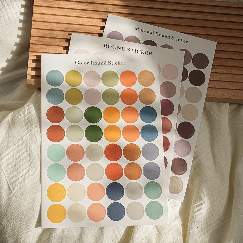 Morandi Earth Color Round Sticker Cute Pocket Decoration Sticker Card ...