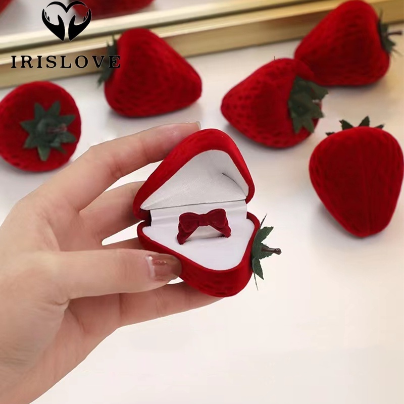 Irislove Stylish Sweet Red Strawberry Proposal Ring Box for Women Girls ...