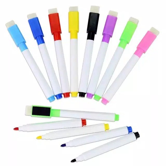 1 SET 8PCS COLORFUL MARKERS + ERASER / SMALL MARKERS WHITEBOARD ...