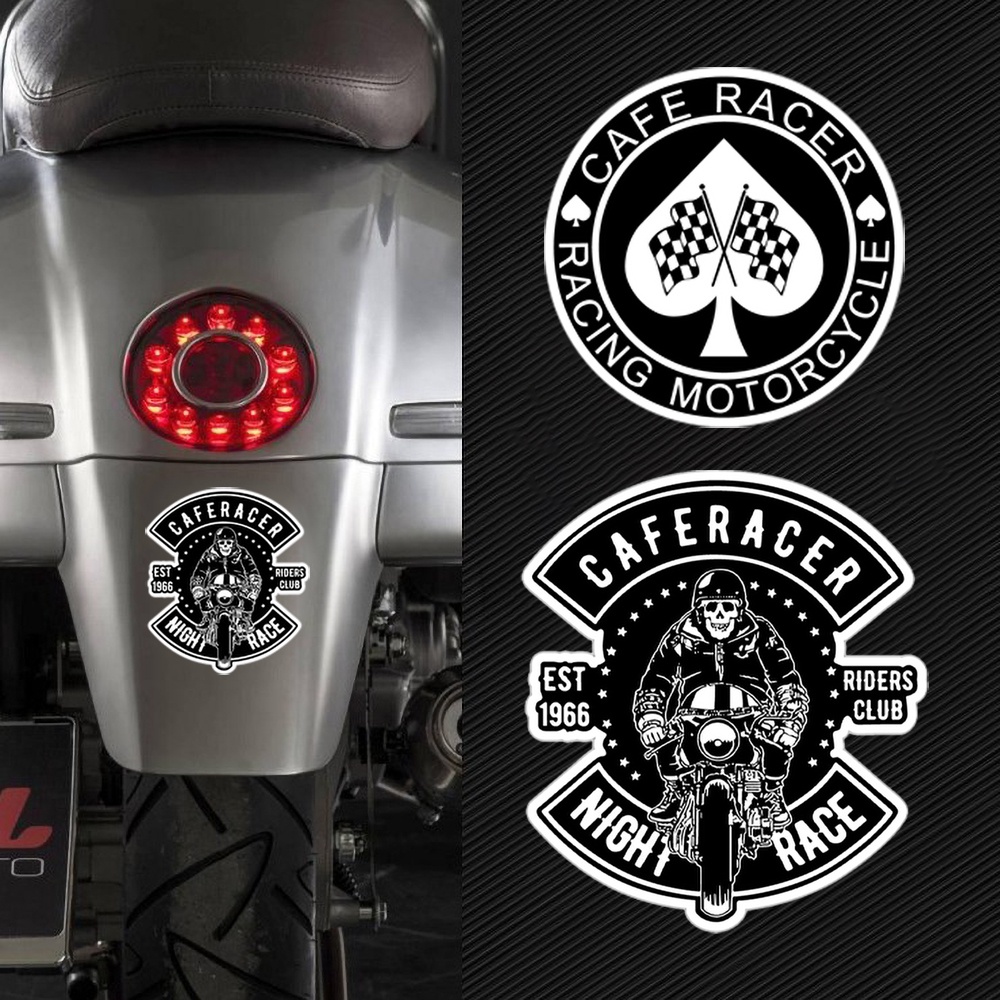 Café Racer Retro Knight Skull Motorcycle Reflective Sticker Knight ...