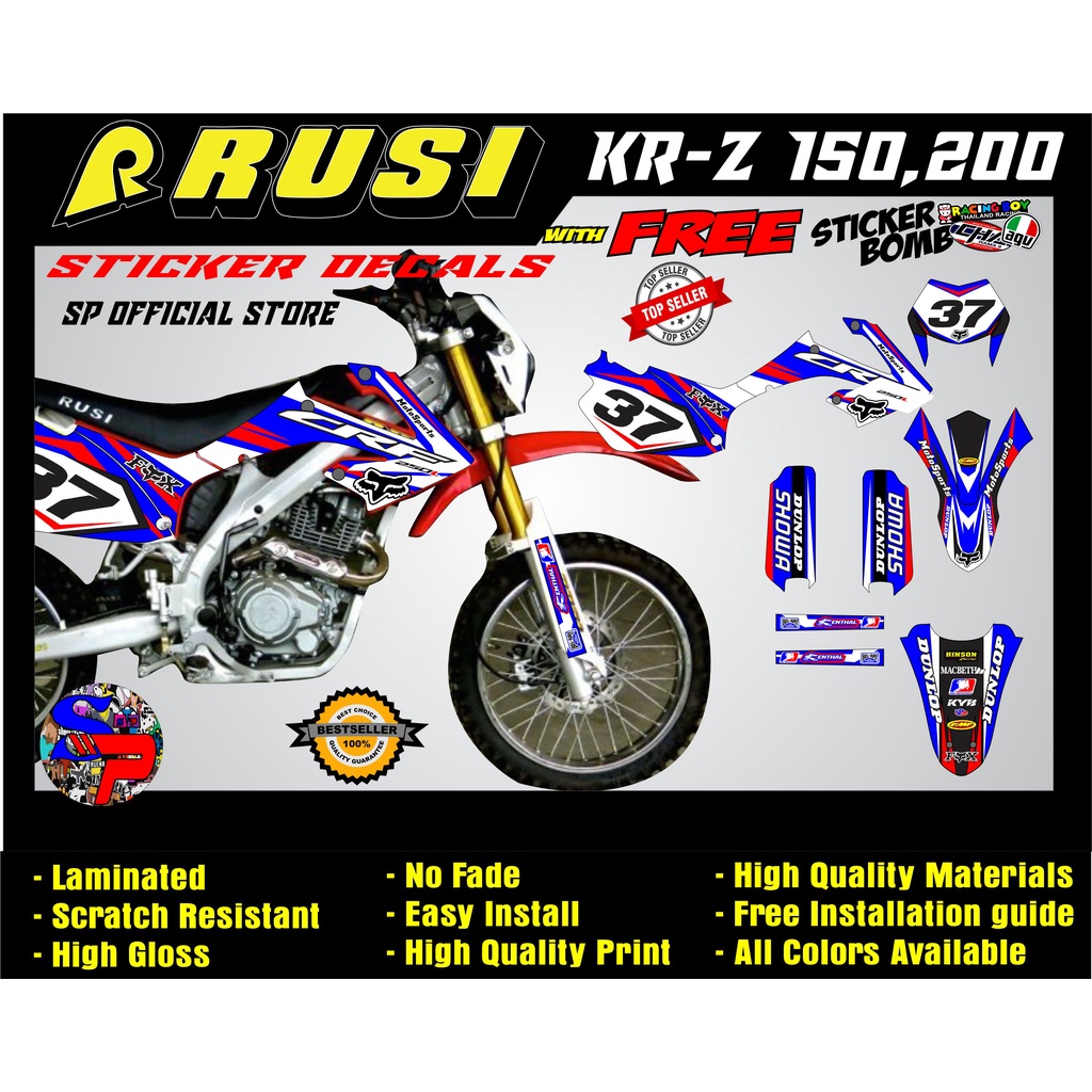 RUSI KR-Z 150,200 Full set Sticker Decals High Quality and durable ...
