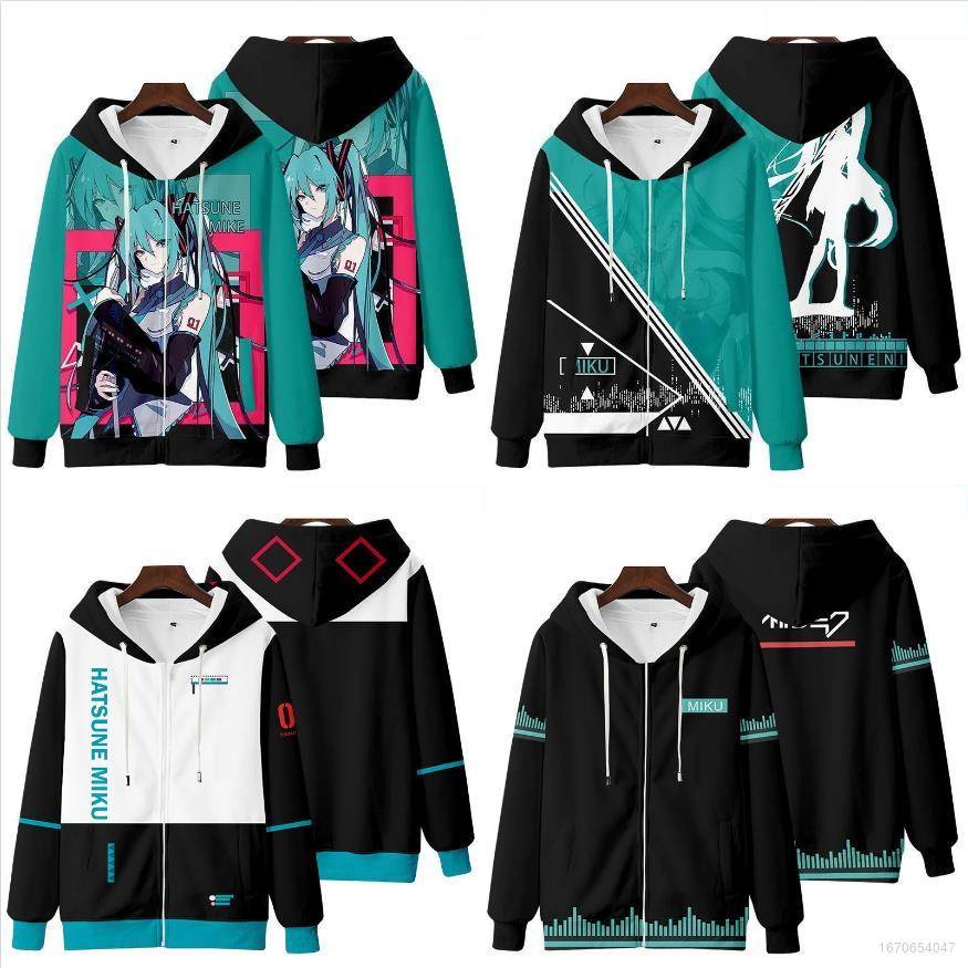COOL Hatsune Miku Jacket Unisex Top Long Sleeve Zipper Coat Anime ...