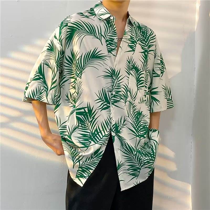 M-XXXL Summer Japanese Style Men's Fashion Short Sleeve Hawaiian Polo ...