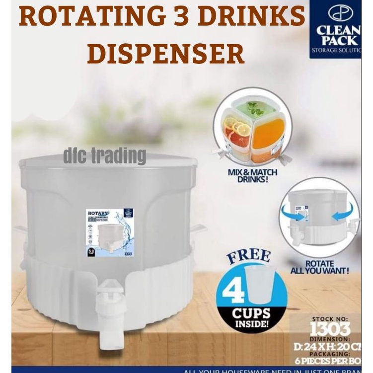 ROTATING TURN TABLE 3 IN 1 DRINKS JUICE ICED TEA WATER DISPENSER 5.2 ...