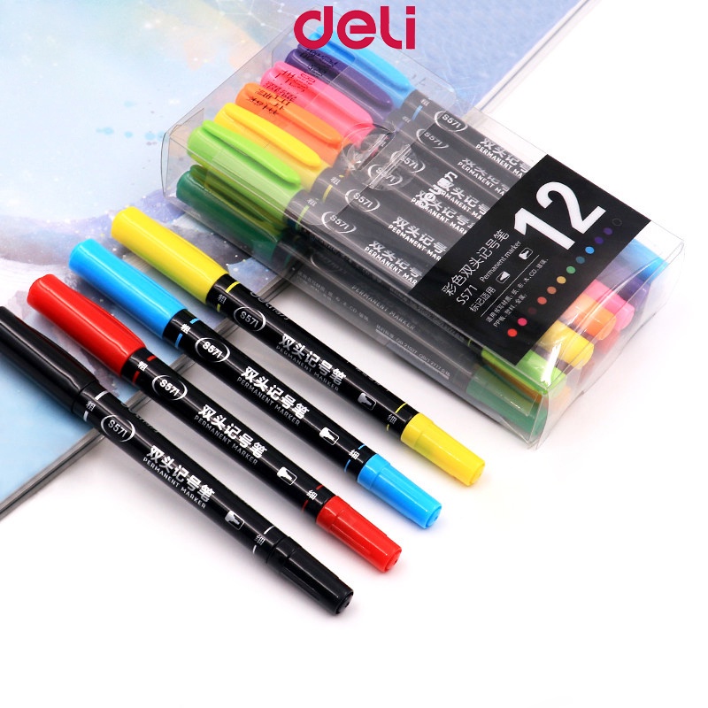Deli 12pcs Permanent Marker S571 | Shopee Philippines