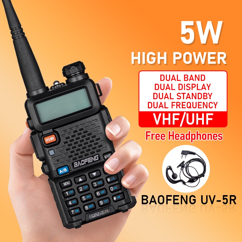 Baofeng UV-5R Two-Way Radio 5W 128CH Portable Walkie Talkie Dual Band UHF/VHF Radio 5km Long ...
