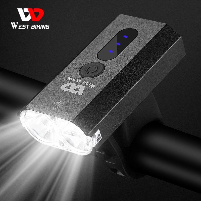 WEST BIKING Rechargeable Bicycle Aluminum Front Light Battery Indicator ...