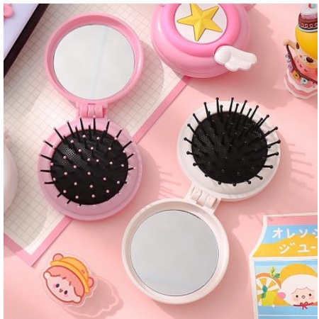 Mini Pocket Mirror with comb Round Mirror Cute Design Vanity Mirror ...