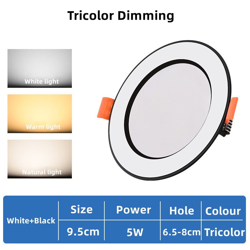 Tricolor LED Downlight Recessed Lights Panel 5W 7W 9W 220v Ceiling ...
