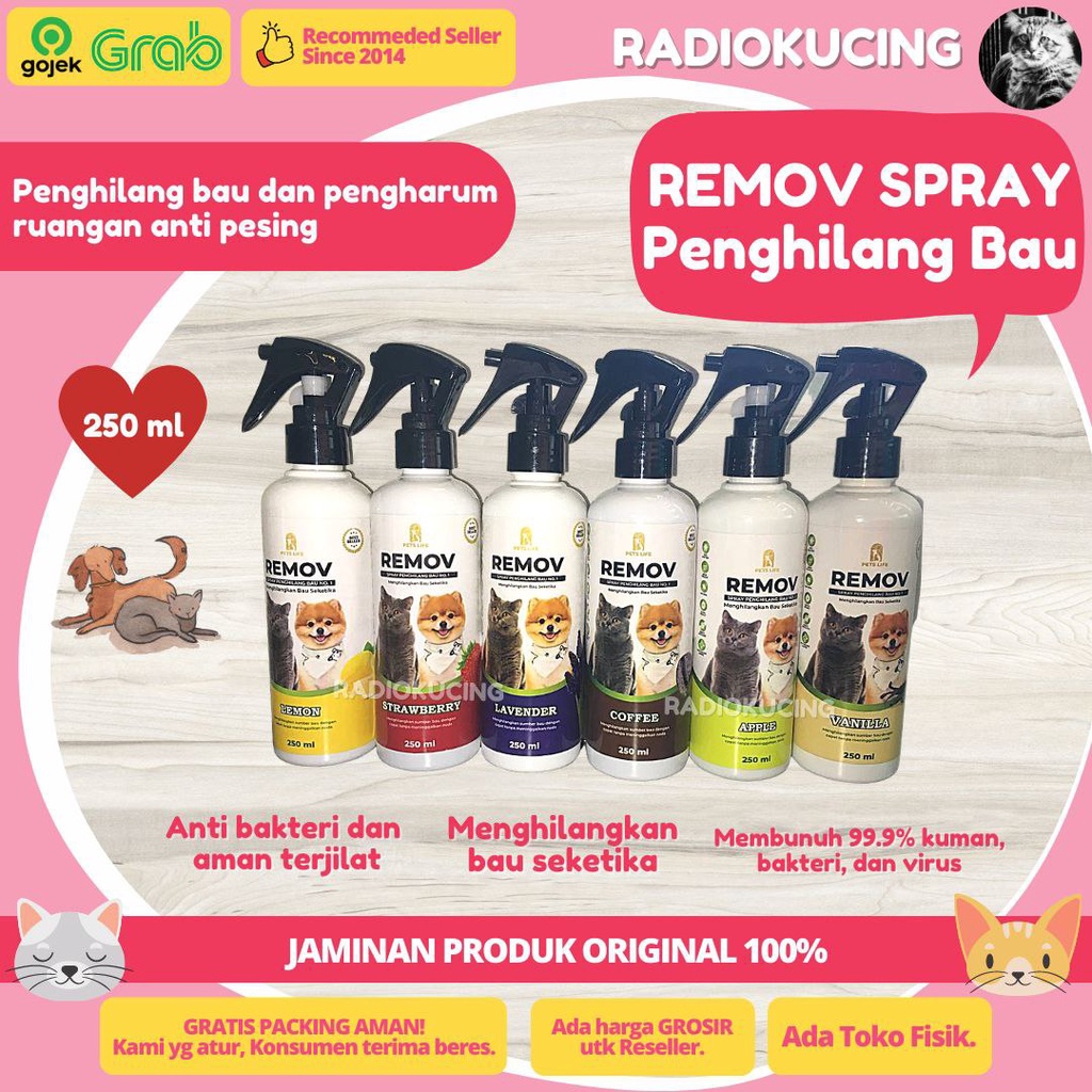 REMOV SPRAY 250 ml Odor Eliminator & Air Freshener Anti Urine Odor Pup ...