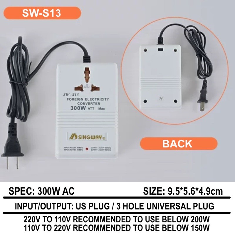 Singway SW-S13 Step Down & Step Up Transformer Transformer 110V 220V 300w | Shopee Philippines